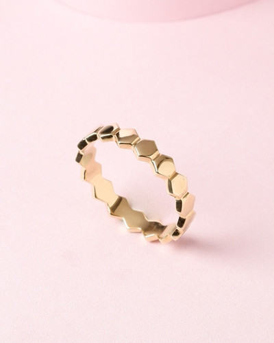 Golden Hexagon Ring 9k Yellow Gold | Grace Fine Jewelry