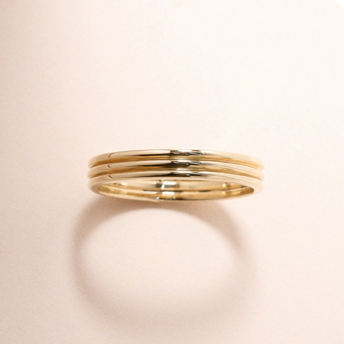 Three Stripped Ring 9k Yellow Gold | Grace Fine Jewelry