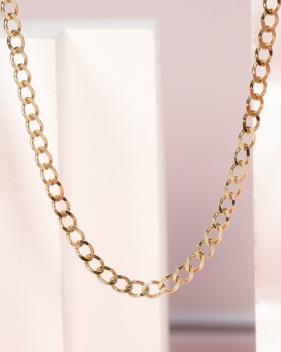 Loose Curb Chain 16" Necklace 9k Yellow Gold | Grace Fine Jewelry