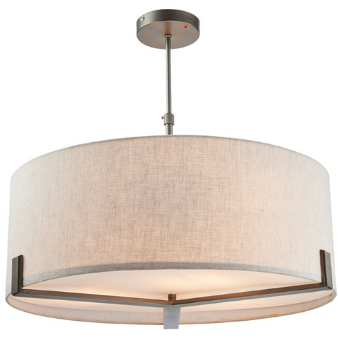3 light, natural shade with bronze hardware pendant | Simply_Live