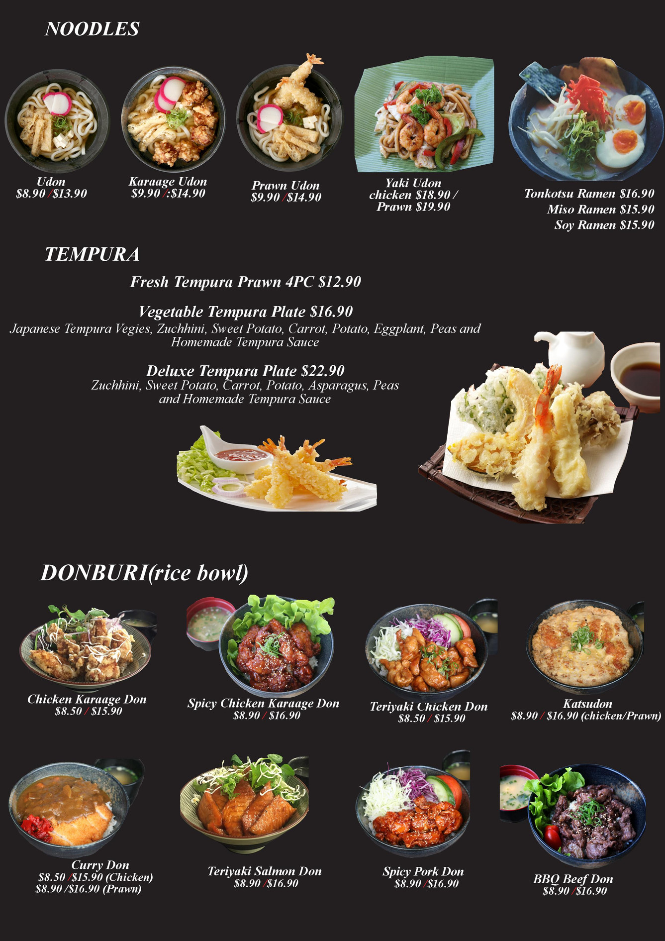 Mains Menu | TokyoSushiOnCapri