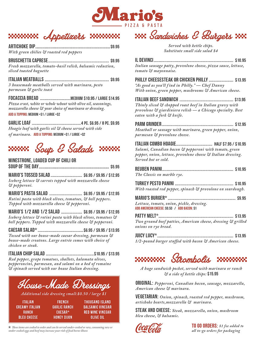 MENU | Mario's Gunnison