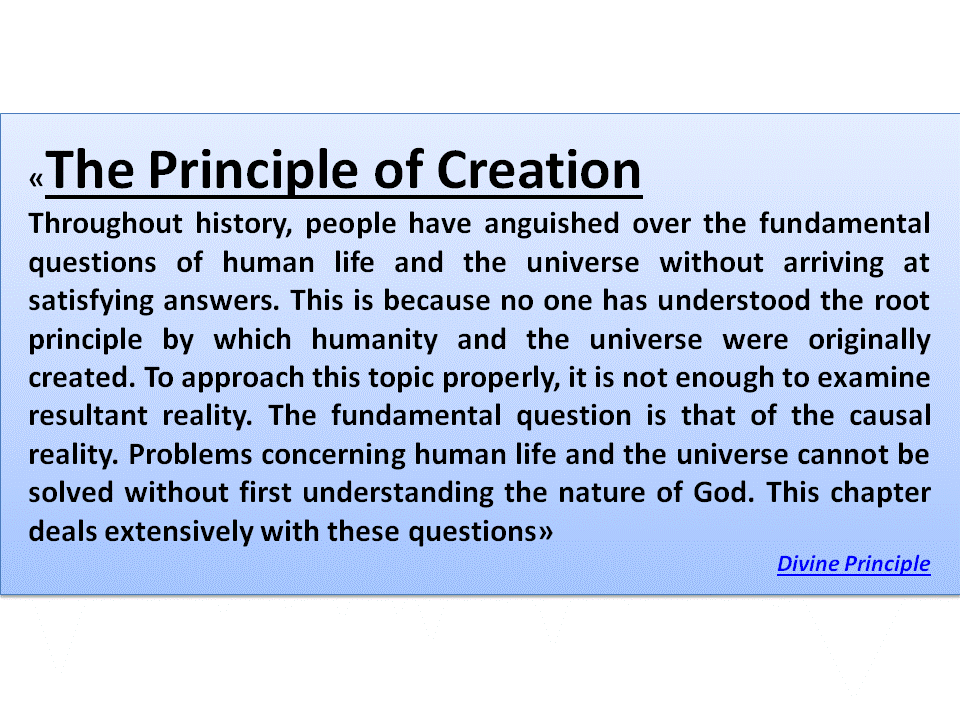The Principle of Creation
