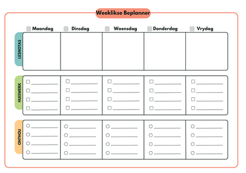 Weeklikse Leerder-Beplanner | The Practice Pad