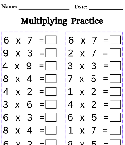 Mental Math- Multiplication 26 Speed Activities | The Practice Pad