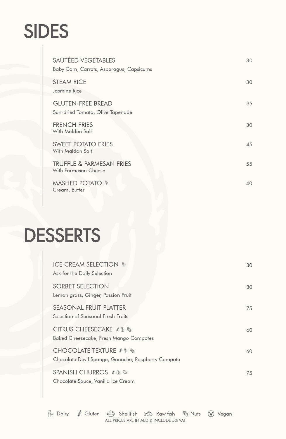 Menu | Siddhartha Lounge by Buddha-Bar | Yas Bay | Abu Dhabi