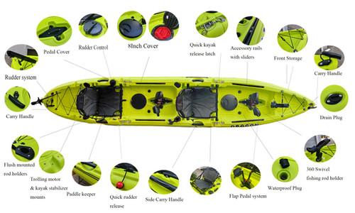 14ft Freedom Duo Modular Tandem Pedal Kayak | Fishing Kayak | Dragon Kayak