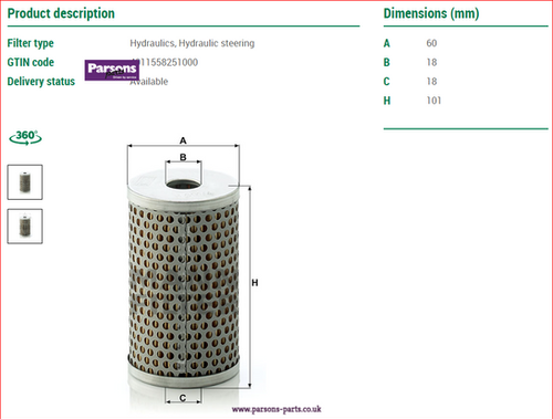 DAF & VOLVO HYDRAULIC STEERING FILTER MANN & HUMMEL H601/4 | Parsons Parts