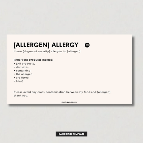 Custom/Other Single Allergy | My Allergy Cards