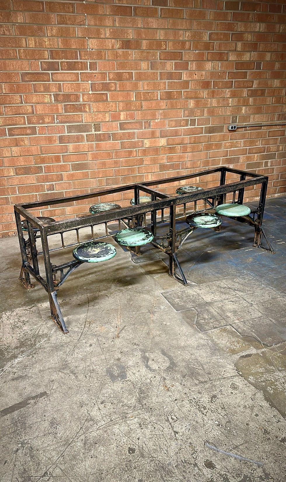 (Unfinished) Sani Cafeteria 8-Person Swing Out Barstool Table | The ...