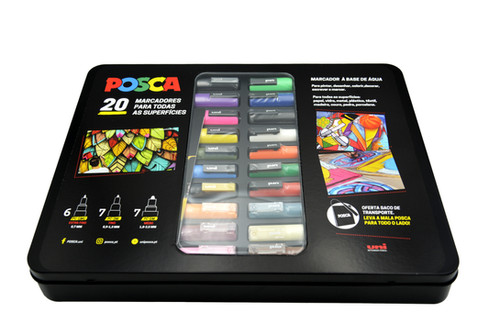 Mala metálica c/20 marcadores POSCA | UniPosca