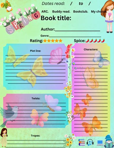 Spring Themed Book Review Tracker | Book Vision