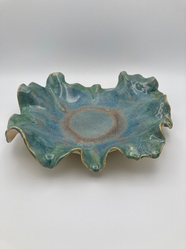 Seaweed Green Ceramic Bowl Crafted by Allison Neiss Pottery