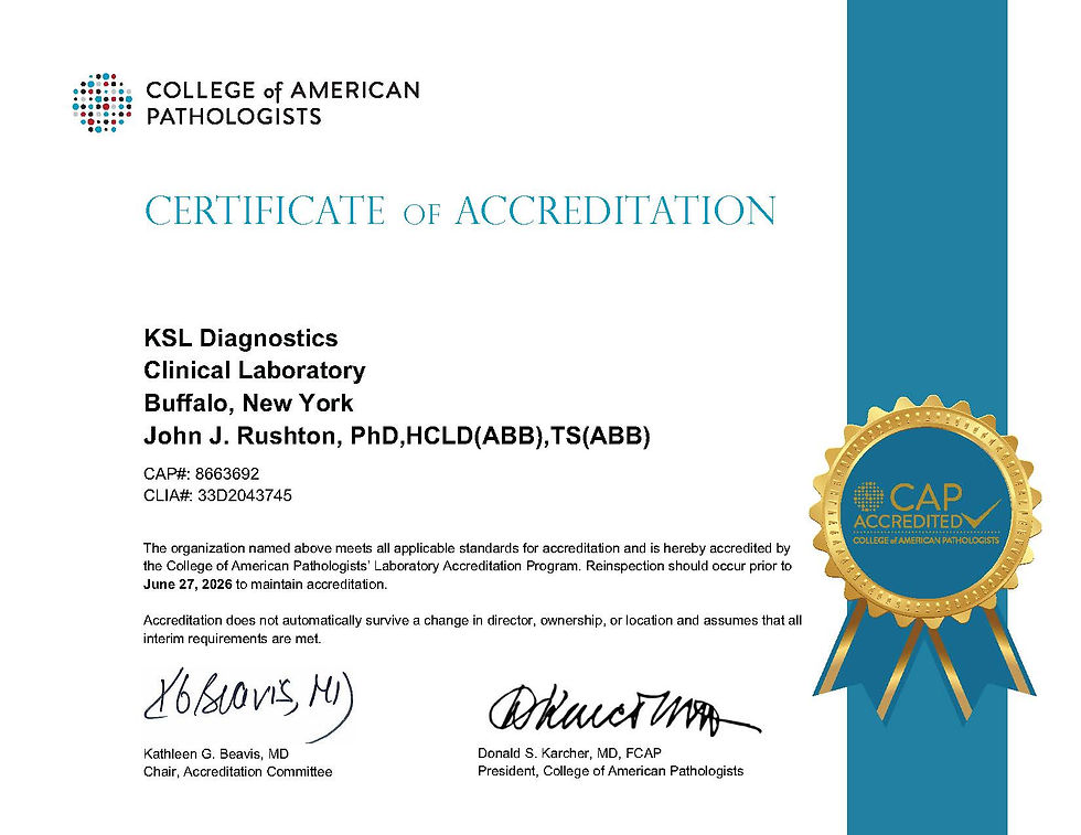 Certifications | KSL Diagnostics | United States