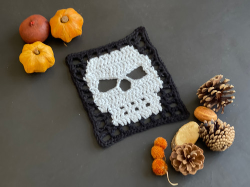 Skull Filet Square | Crochet with Tiffany