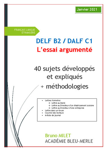 DELF / DALF - PRODUCTION ÉCRITE - 40 ESSAIS ARGUMENTÉS | academia-bleumerle