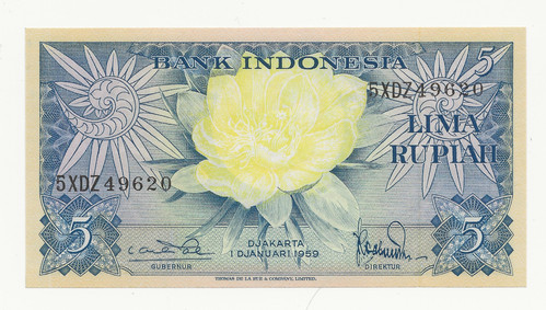 Indonesia - 5 Rupiah - 1959 - pick# 65 | Central Lakes Coins