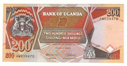 Uganda - 200 Shillings - 1987 - pick# 32a | Central Lakes Coins