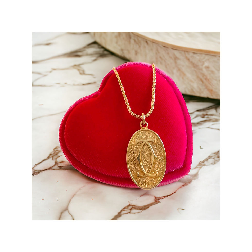 Repurposed Vintage Cartier Gold Logo Oval Charm Necklace | Harper j ...