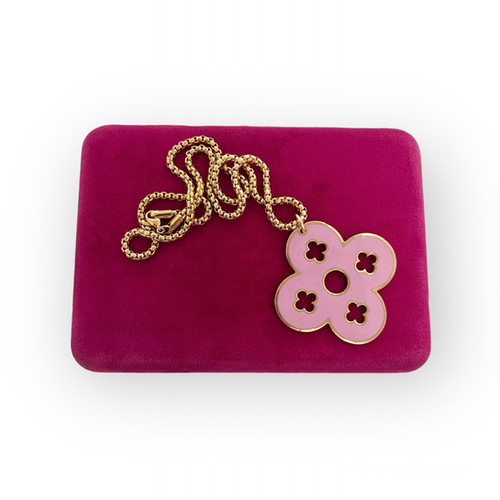 Repurposed Louis Vuitton Pink Enameled Double Sided Flower HUGE Charm ...
