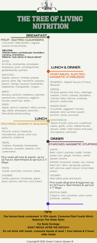 NUTRITIONAL CHART "TREE OF LIVING NUTRITION" | GREEN CARBON QUEEN