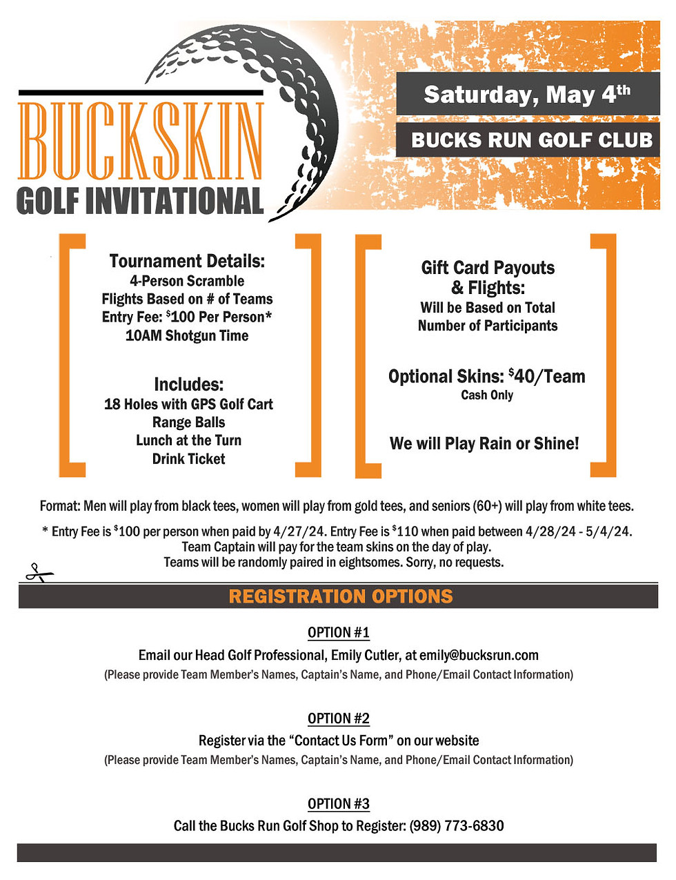 Buckskin Scramble | Bucks Run Golf Club | Mount Pleasant, MI