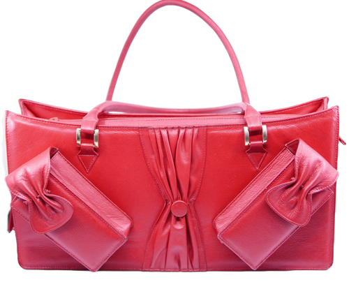 Large Red Leather Bow Purse | maxleatherusa