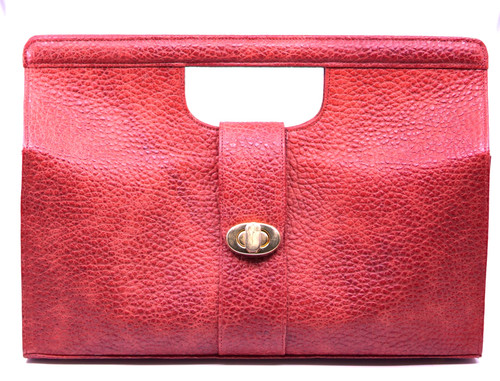 Red Textured Leather Large Bag | maxleatherusa