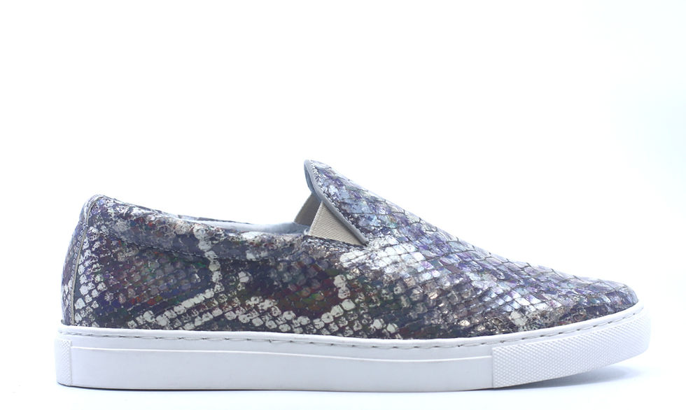 Printed Iridescent Python Sneaker | maxleatherusa