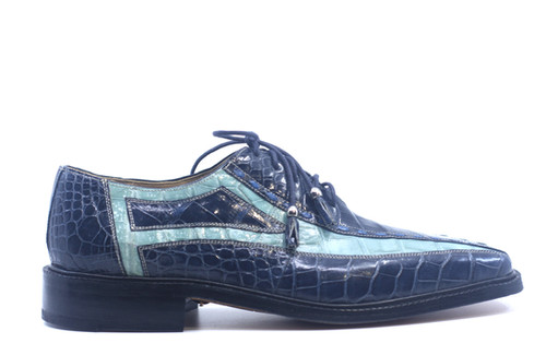 Navy/Light Blue Alligator dress shoe | maxleatherusa