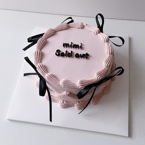 Baby Pink Black Ribbon Cake | Giftorea