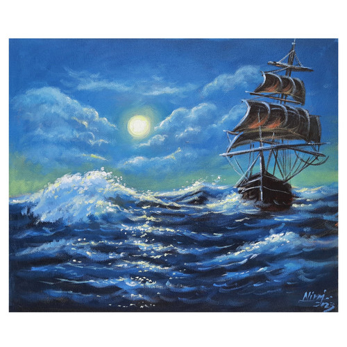 The Crashing Waves II Original Canvas Painting | Niraj Pradhan Studios