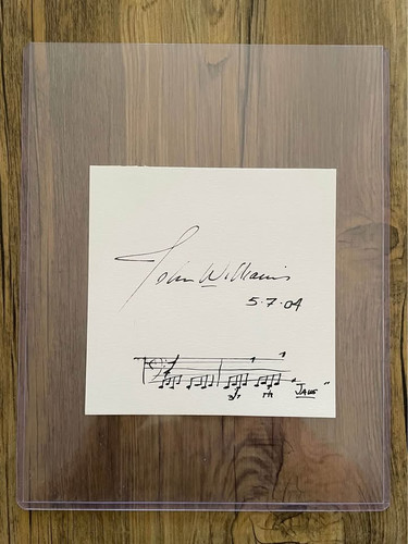 John Williams Signed and Inscribed Paper from 2004 | Your Own Museum