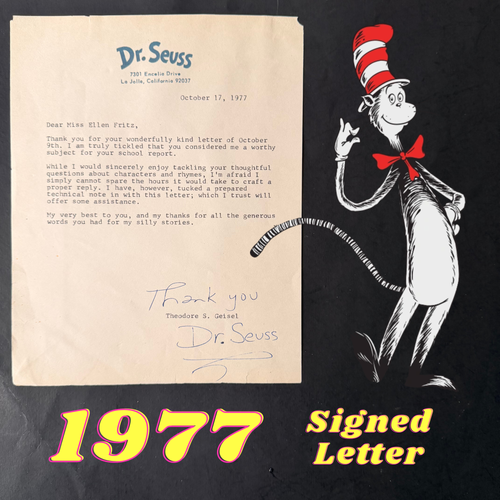 Dr. Seuss (Theodore S. Geisel) — Original 1977 Typed and Signed Letter ...