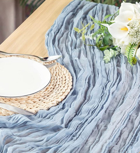 Dusty Blue Cheese Cloth Table Runners | Mysite