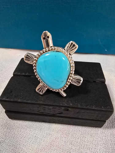 Turquoise turtle ring set in sterling silver. Adjustable. | Water Bird ...