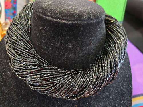 Traditional black Osage woman choker necklace | Waterbird Gallery