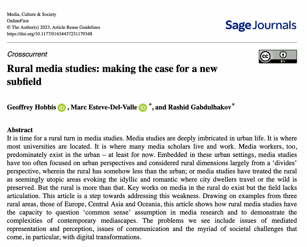 A rural turn in media studies