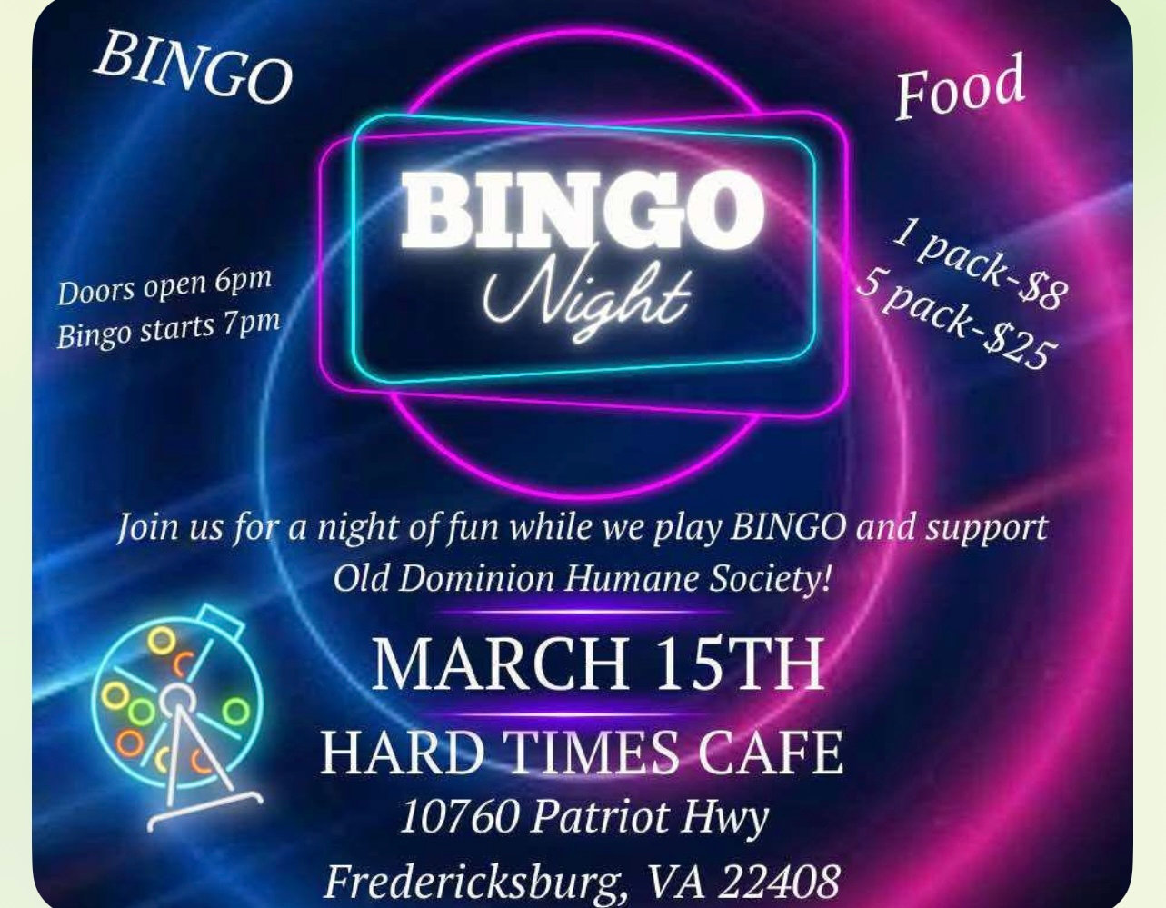 Bingo Night Fundraiser At Hard Times Cafe (6-10 PM) | ODHS