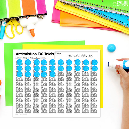 Themed 100 Trials Articulation Worksheets | Speechie Adventures