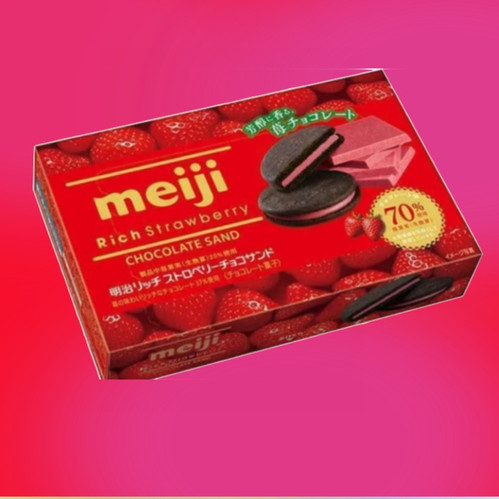 Meiji Rich Strawberry Chocolate Sand biscuits | Oishii Japan Snacks