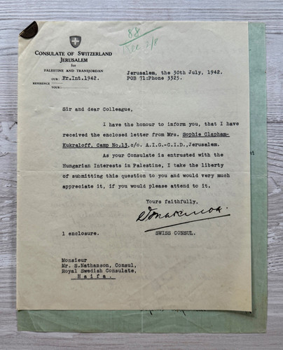 WW2 Swiss Consulate Jerusalem 1942 documents - refugee & passport ...