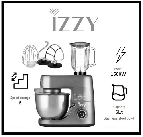 IZZY Kitchen Machine Mixer PRO 1500 with Blender 6Litres 1500W "223324 ...