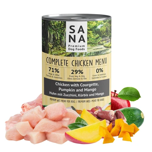 SANA DOG Chicken With Pumpkin, Courgette & Mango | Thoughtful Pets