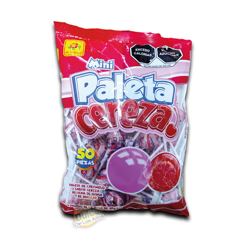 PALETA MINI JUMBO CEREZA /50 DE LA ROSA | MegaDulces
