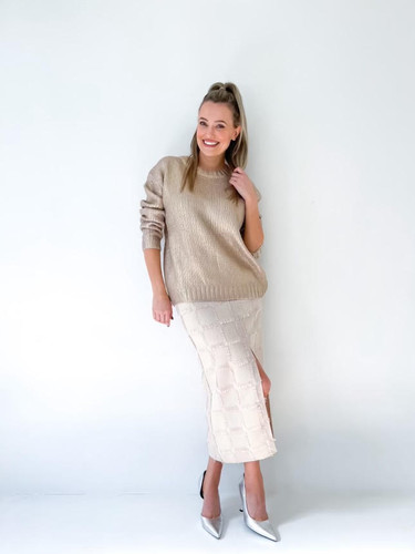 FRIA THE LABEL METALLIC PAINT KNIT CREWNECK K3376 | Zarifa's Collection