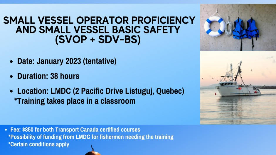 ESSB is Offering a Small Vessel Operator Proficiency (SVOP) and Small ...