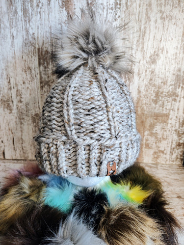 Mack -Hand Knitted Winter Hat in Grey Marble | Punkeys Treasure