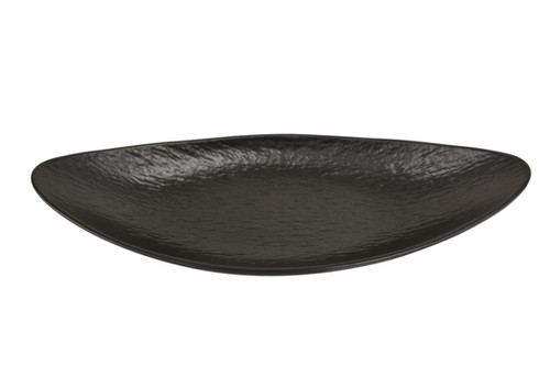 14.75" x 6" MELAMINE BLACK BOAT SHAPE PLATE 黑色石紋船型盤 | iHome-houseware