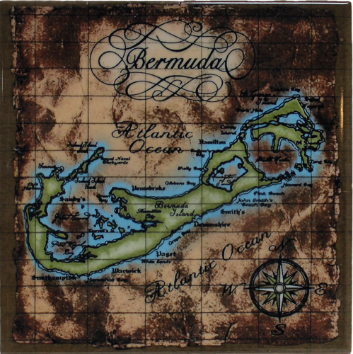 Bermuda Antique Map Tile | Bermuda Gift Baskets
